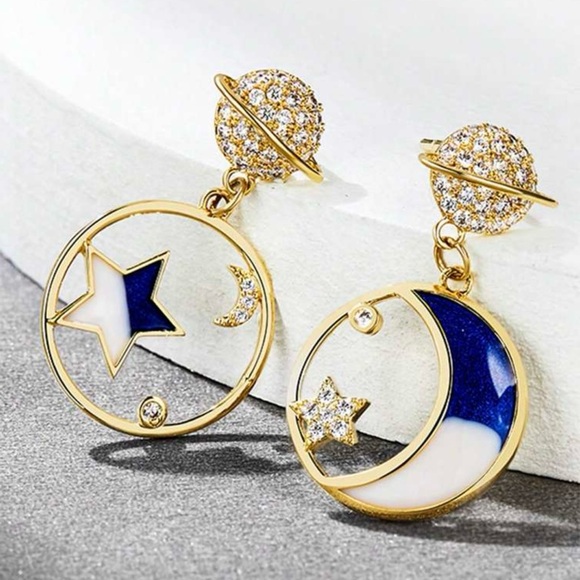 Jewelry | Tie Dye Moon Star Crescent Ringed Planet Space Stellar Galaxy ...